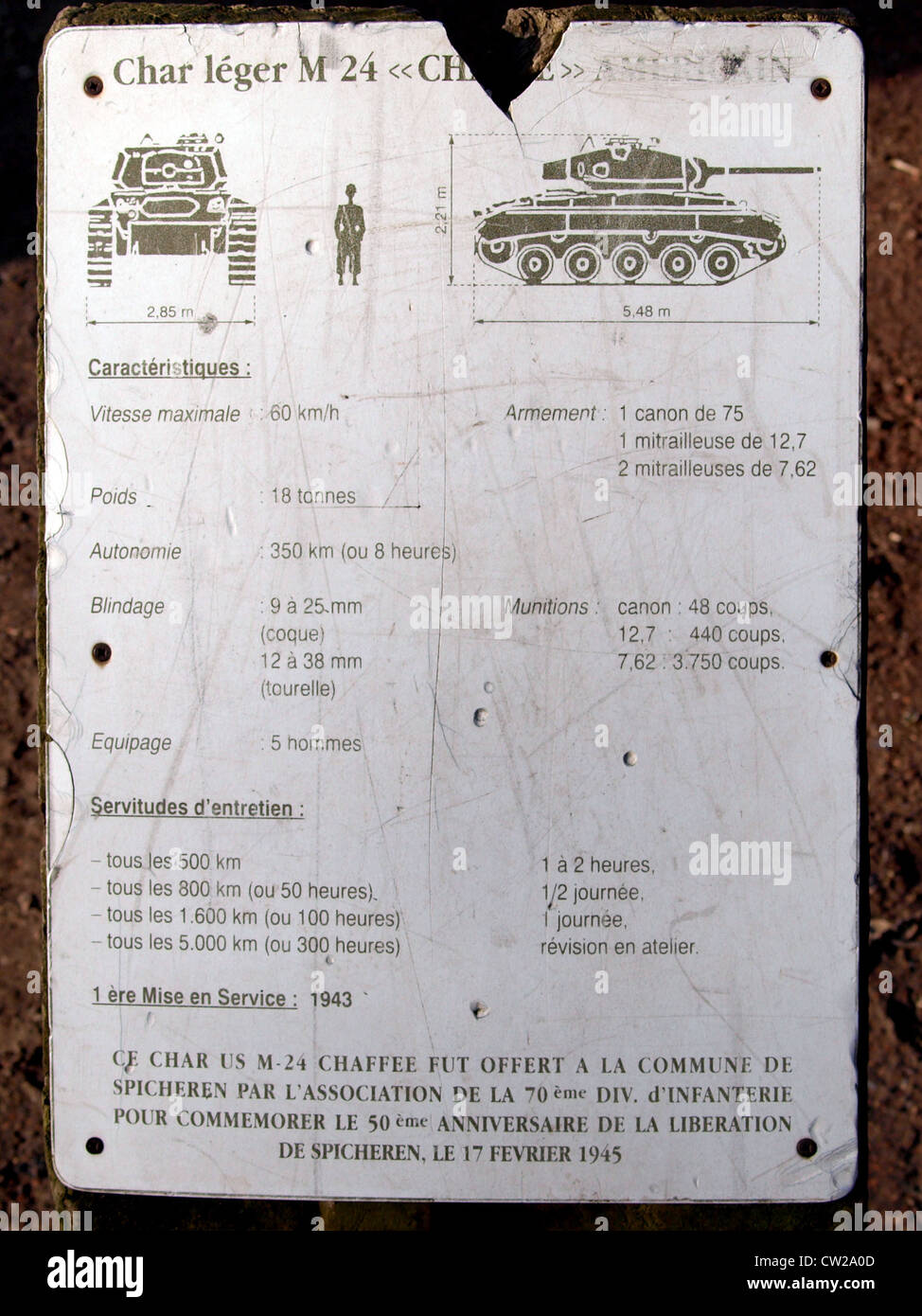 The M24 Chaffee, a light tank used during World War II, is stationed at ...