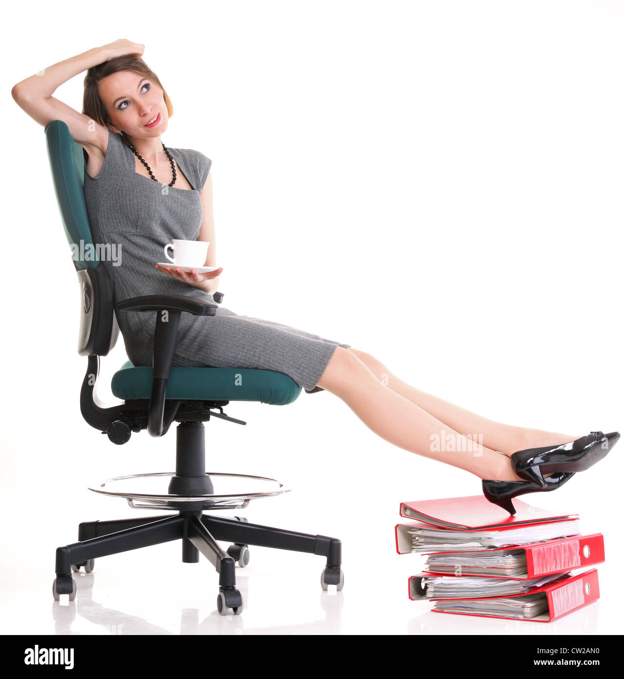 woman businesswoman holding plenty of documents isolated white red ...
