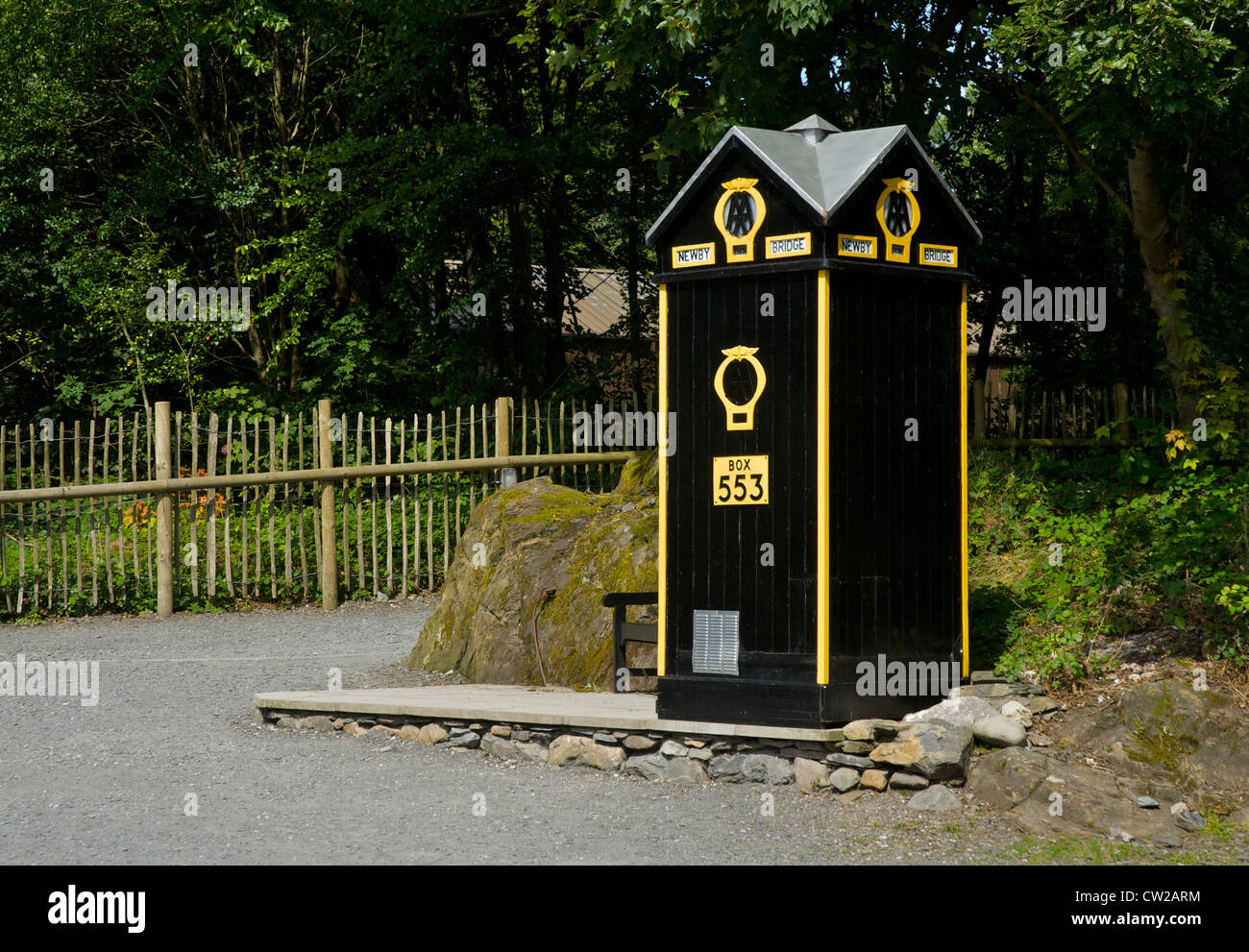 Old AA box at the Lakeland Motor Museum, at Backbarrow, South Lakeland ...