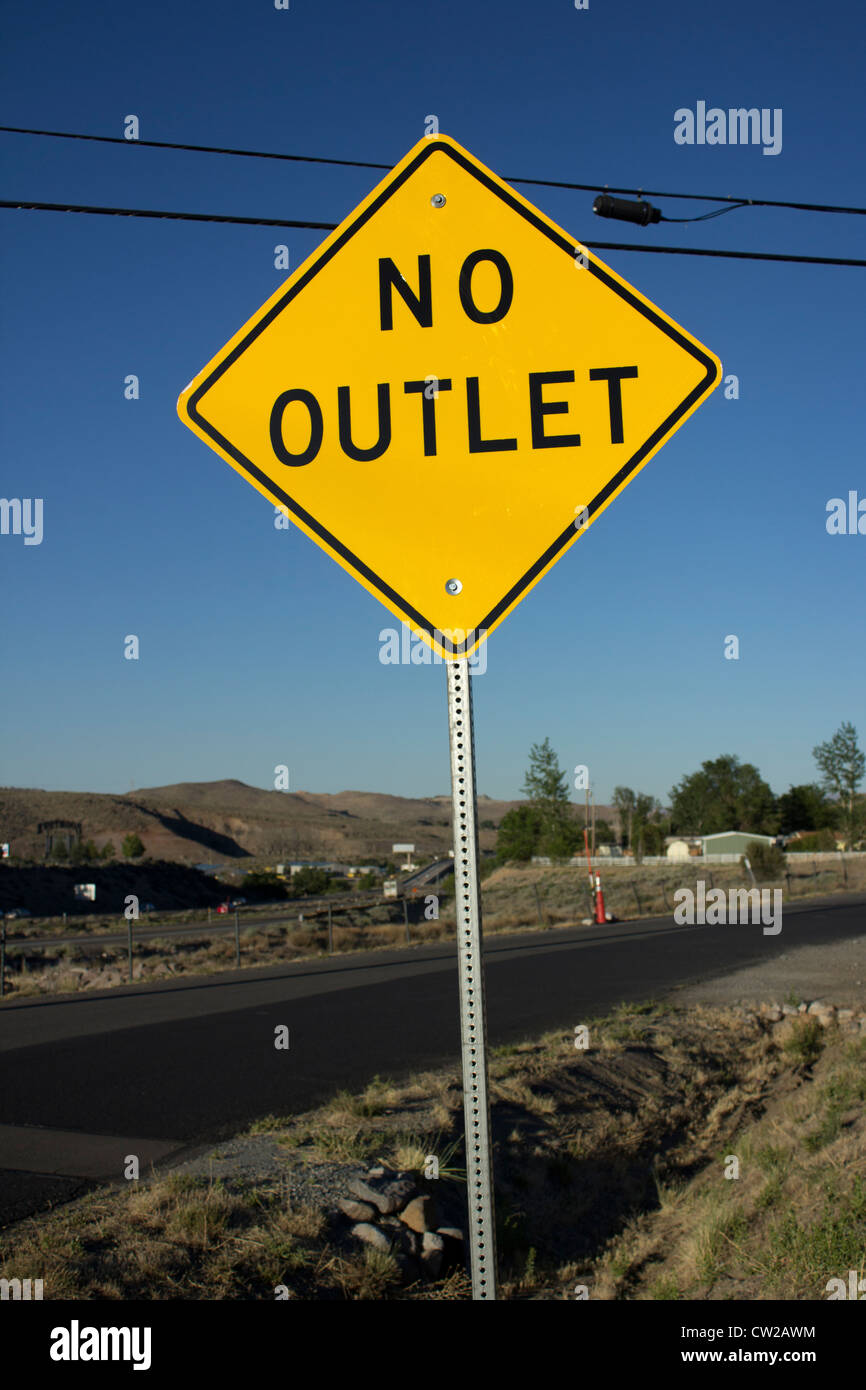 no outlet yellow road hazard sign Stock Photo - Alamy