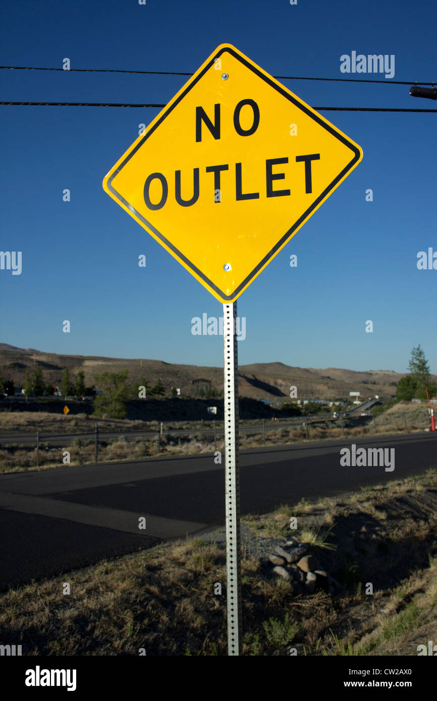 no outlet yellow road hazard sign Stock Photo - Alamy