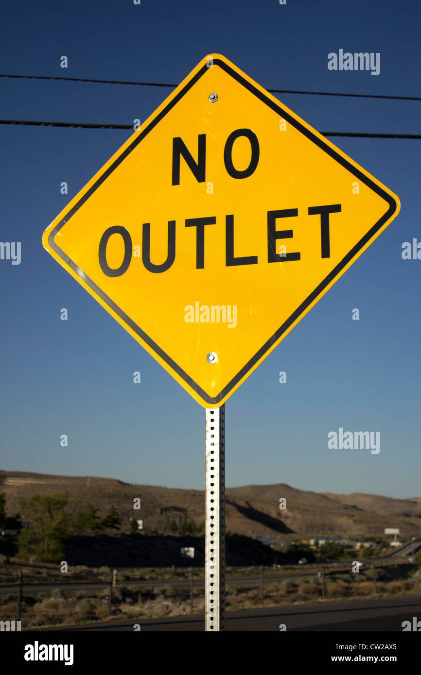 no outlet yellow road hazard sign Stock Photo - Alamy