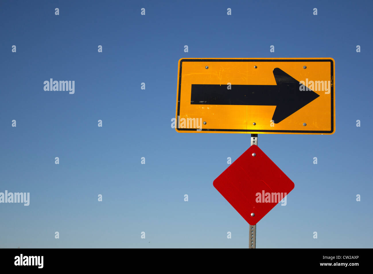 a right arrow road hazard sign Stock Photo - Alamy