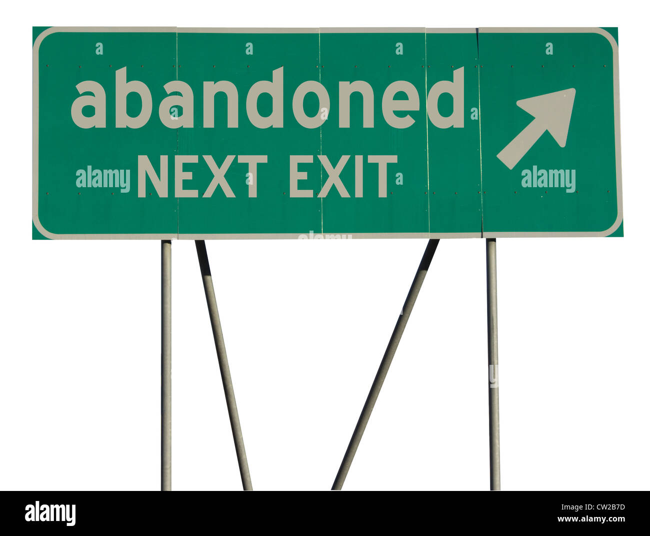 Green road sign with a isolated white background Stock Photo - Alamy