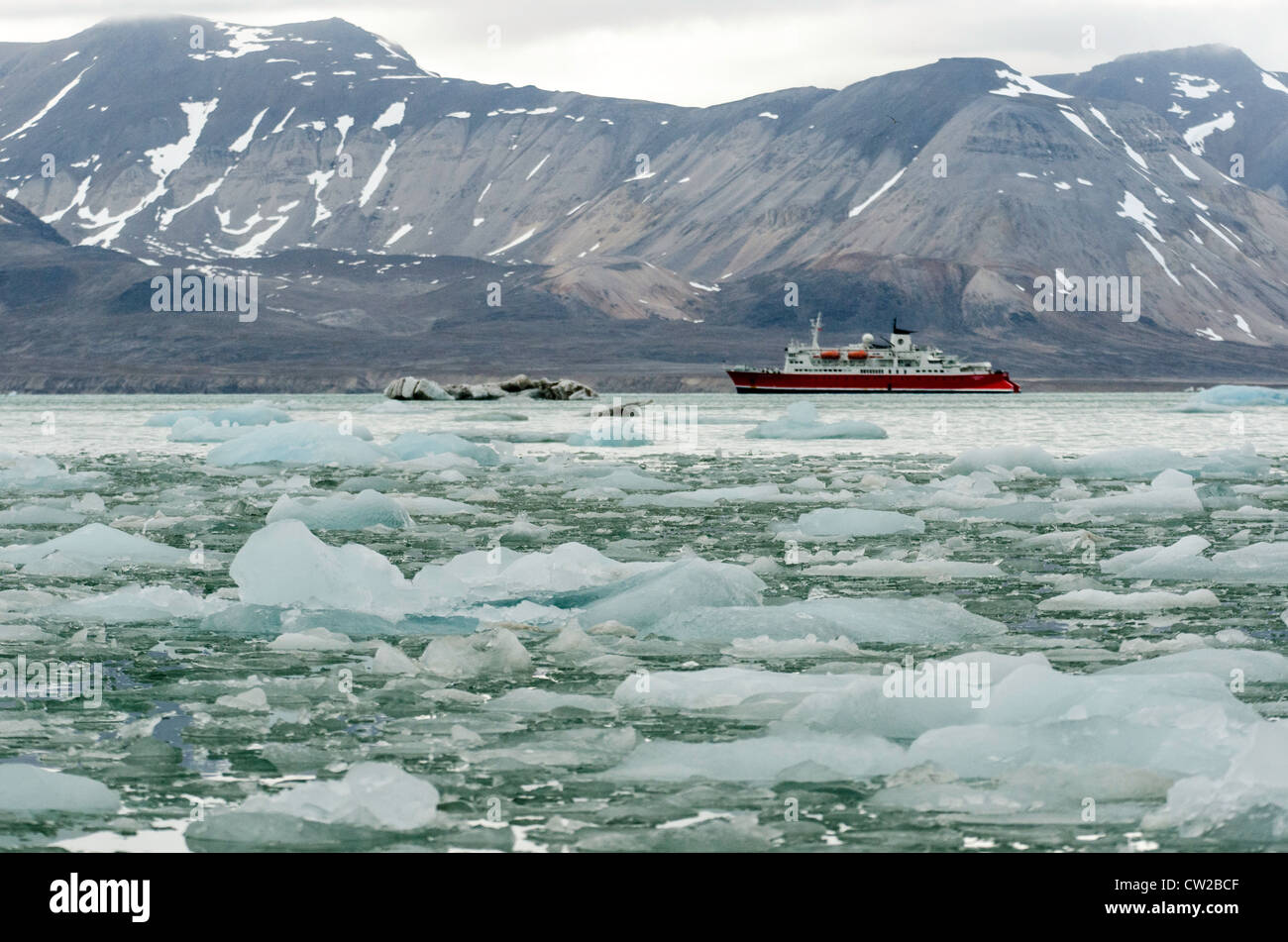 MS Expedition cruise on sea ice Svalbard Norway Scandinavia Arctic ...