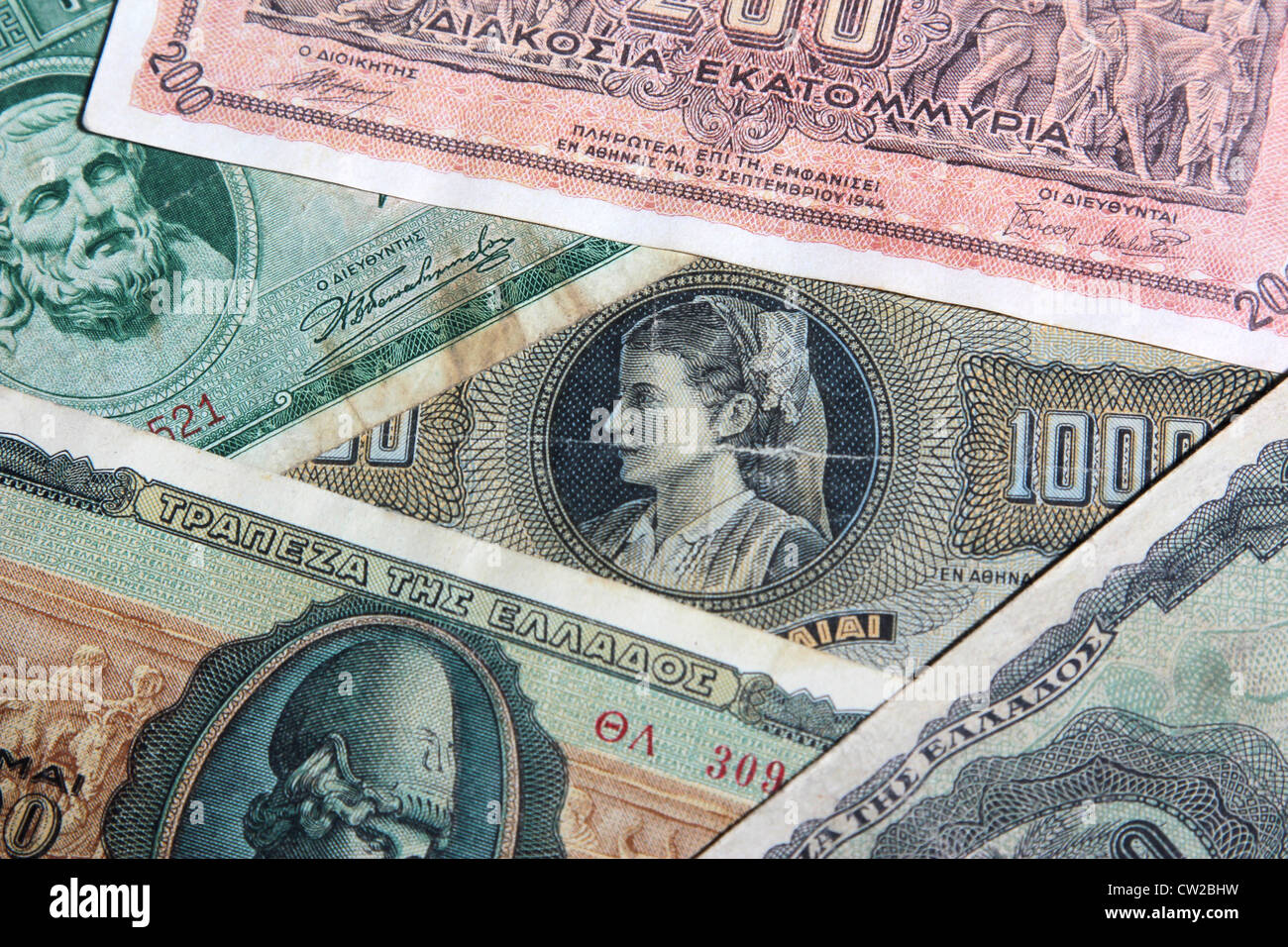 Greek Old Currency Drachma Banknotes High Resolution Stock Photography ...