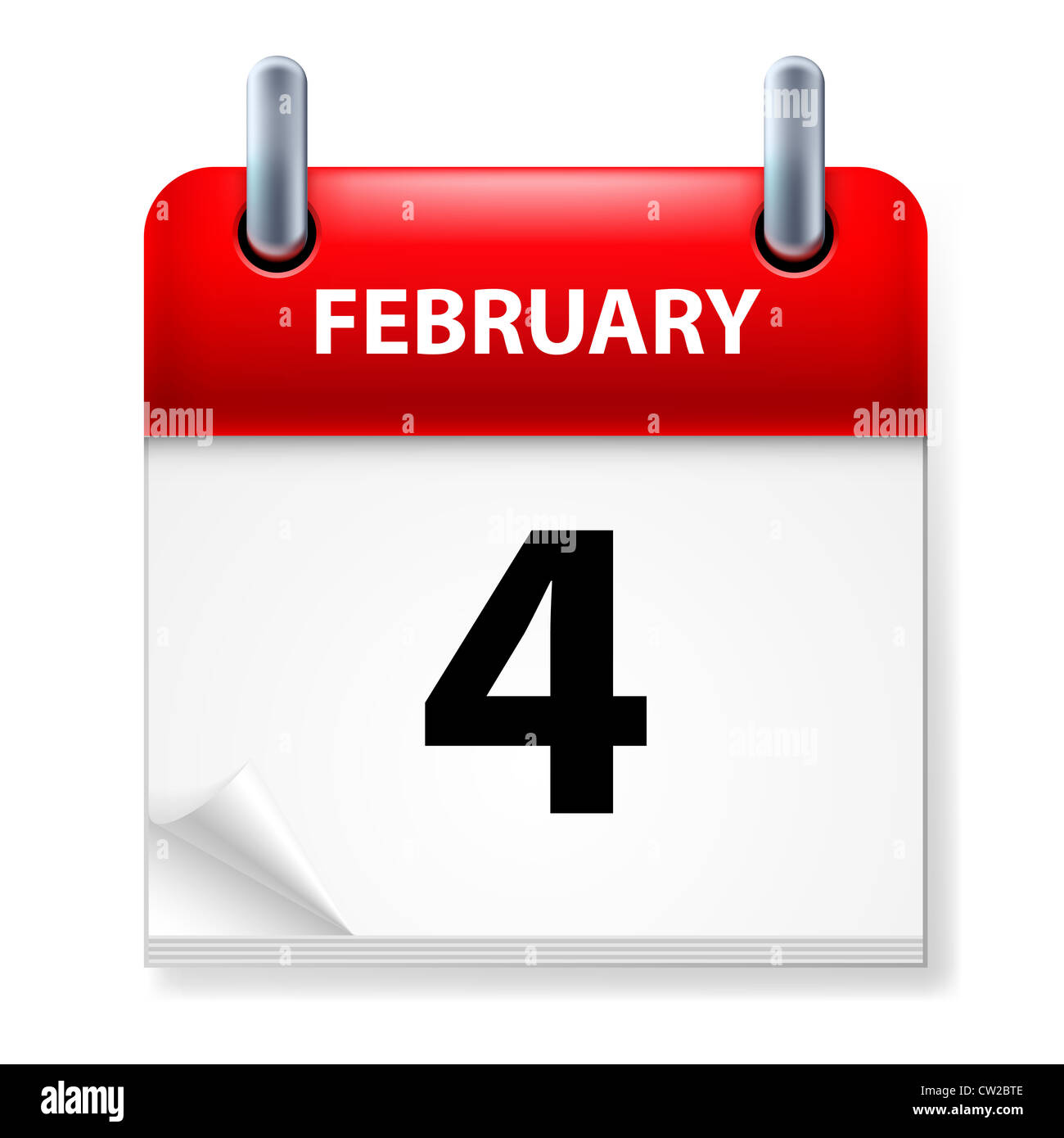 Fourth February in Calendar icon on white background Stock Photo - Alamy