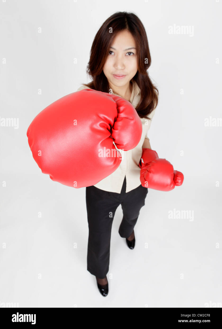 Office lady plays boxing Stock Photo - Alamy