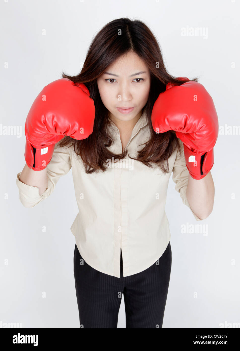 Office lady plays boxing Stock Photo - Alamy