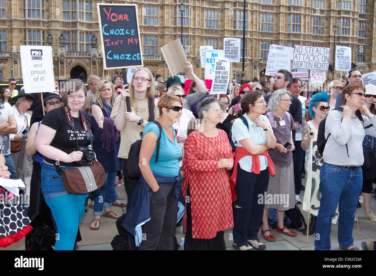 Campaigners during a pro-choice demonstration outside the Houses of ...