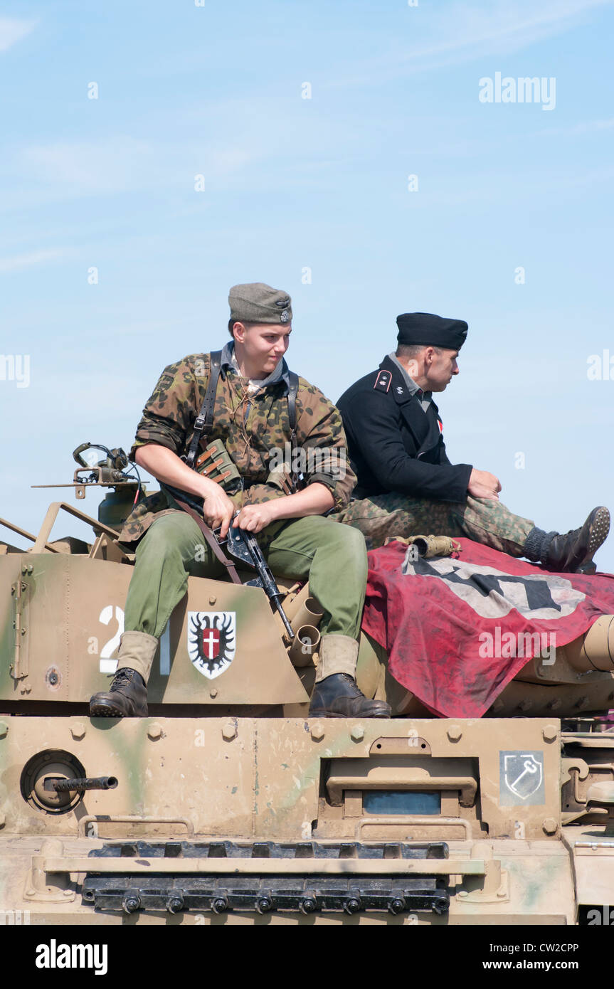 WWII World War 2 German Soldiers In Uniform on An Armoured Vehicle at a ...