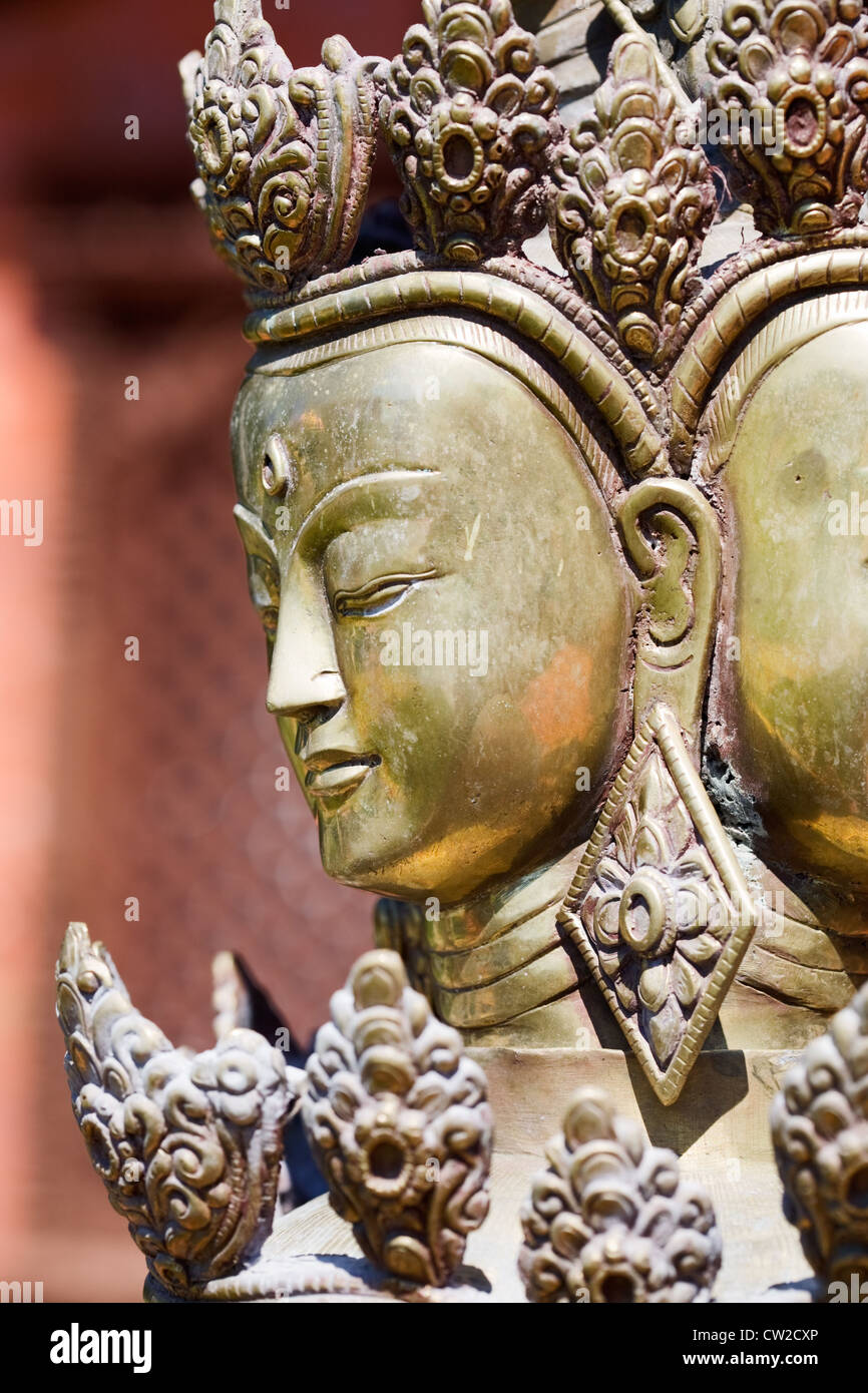 Detail of four-headed Brahma sculpture Stock Photo - Alamy