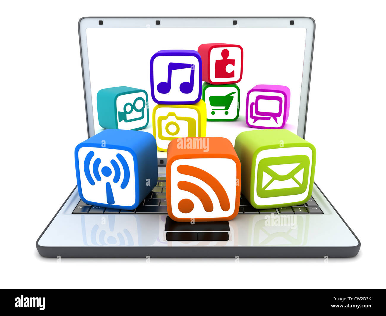 Laptop and multimedia (done in 3d Stock Photo - Alamy