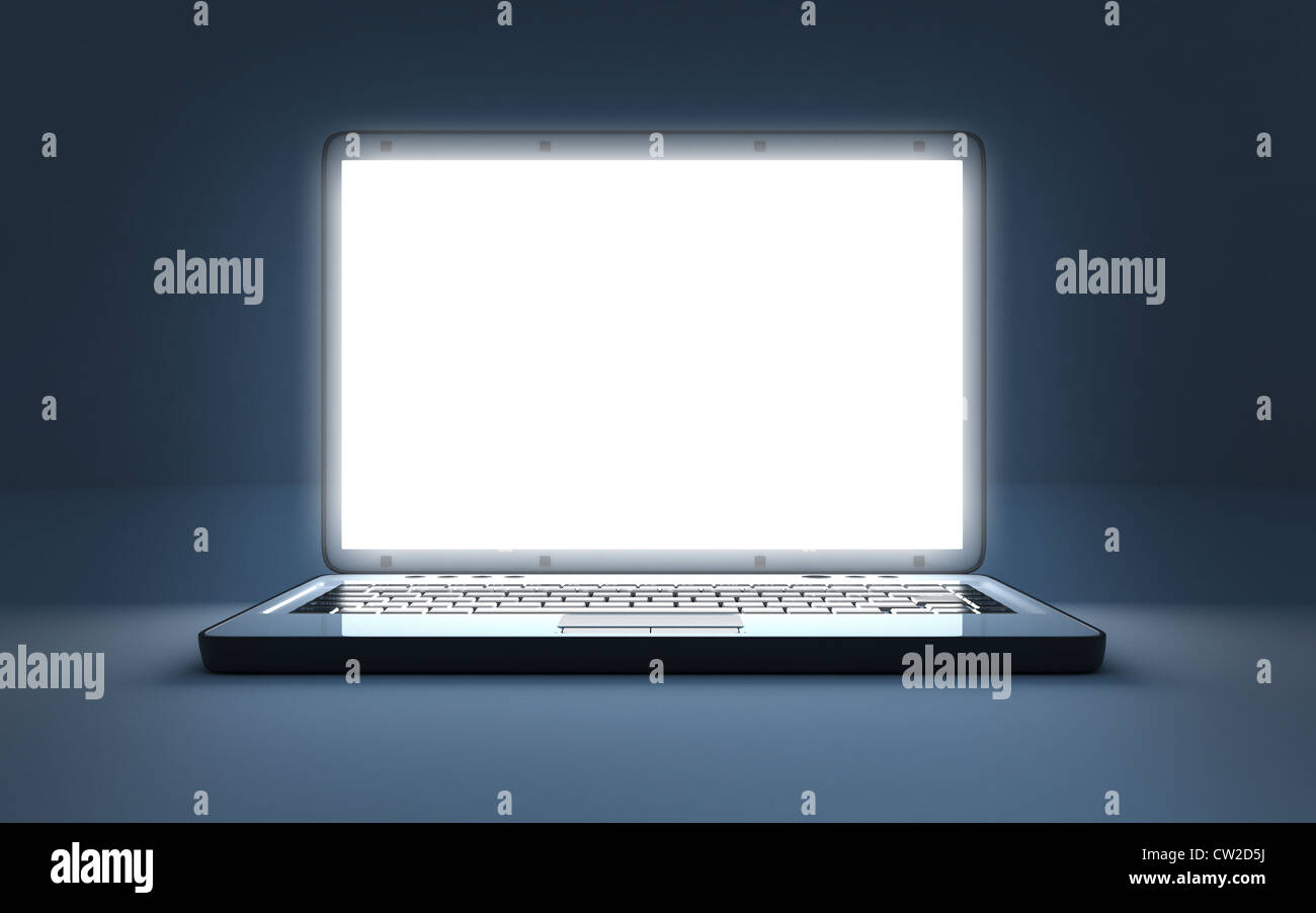 Laptop in the dark (done in 3d Stock Photo - Alamy