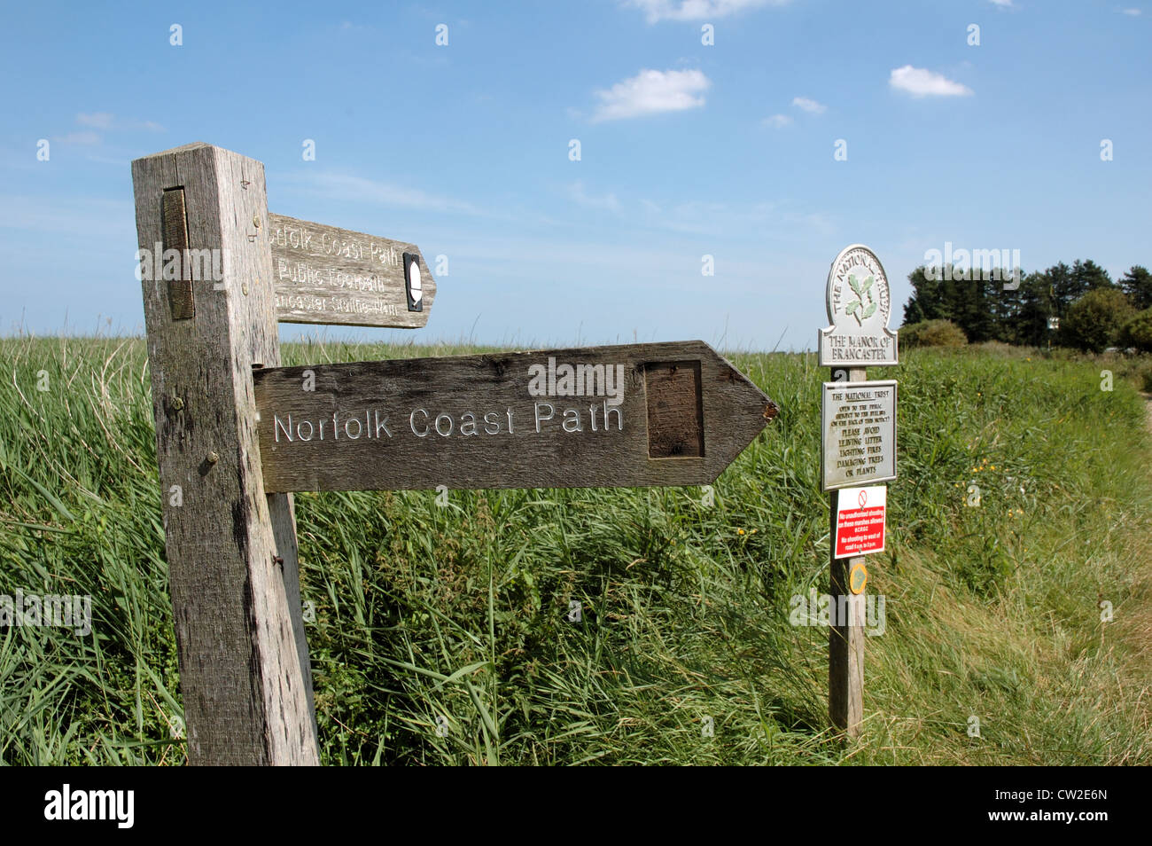 Norfolk Coast Path National Trail sign at Brancaster, Norfolk, UK Stock ...