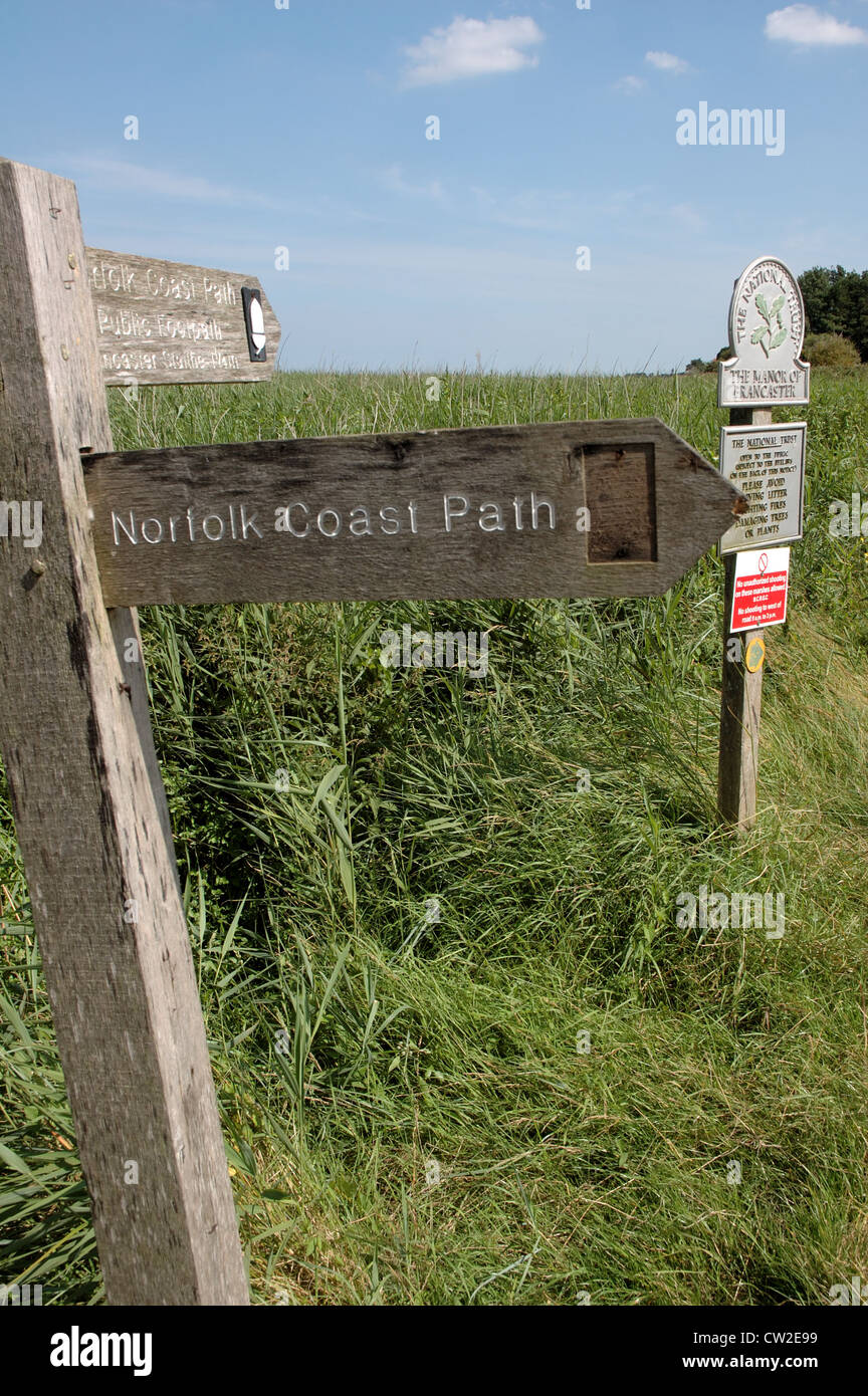 Norfolk Coast Path National Trail sign at Brancaster, Norfolk, UK Stock ...