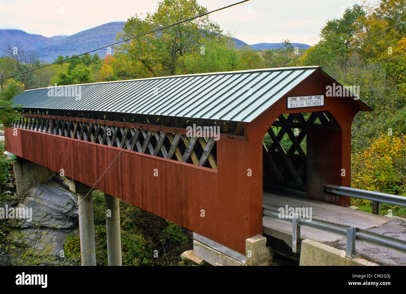 Autumn view of the Historic Chiselville covered bridge, one dollar ...