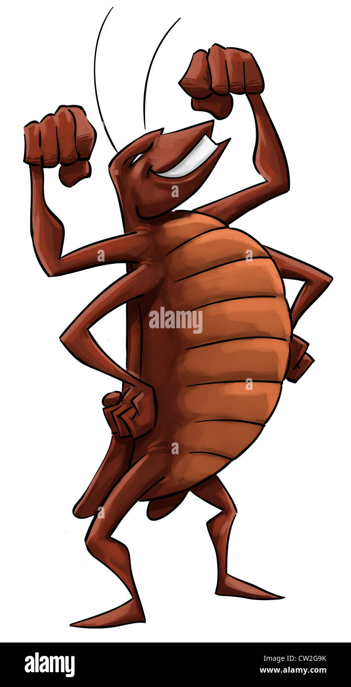 smiling very strong cockroach with some up arms Stock Photo - Alamy