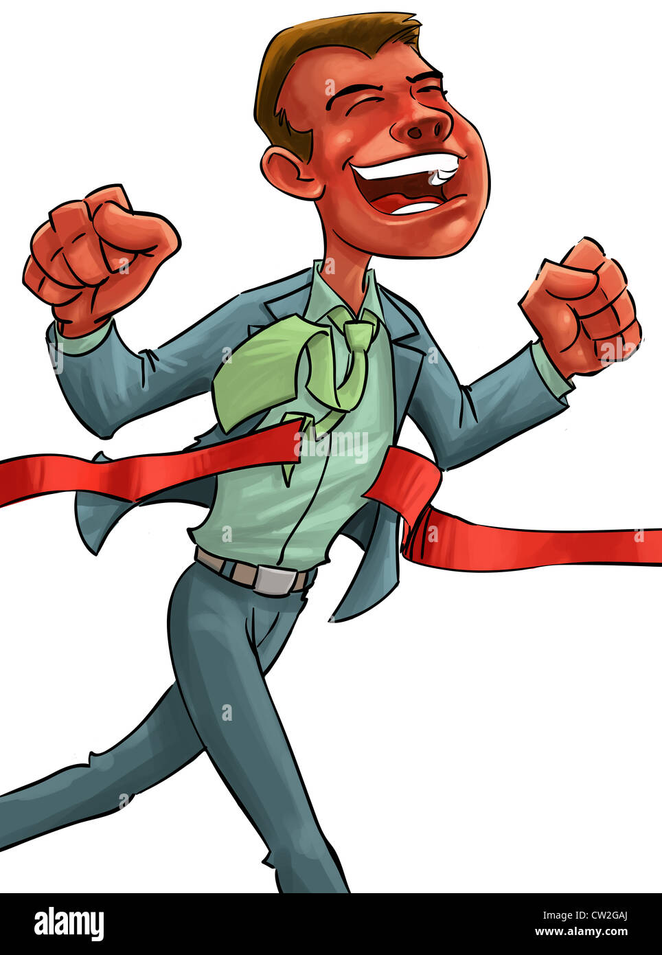 executive running and passing to the final line to win Stock Photo - Alamy