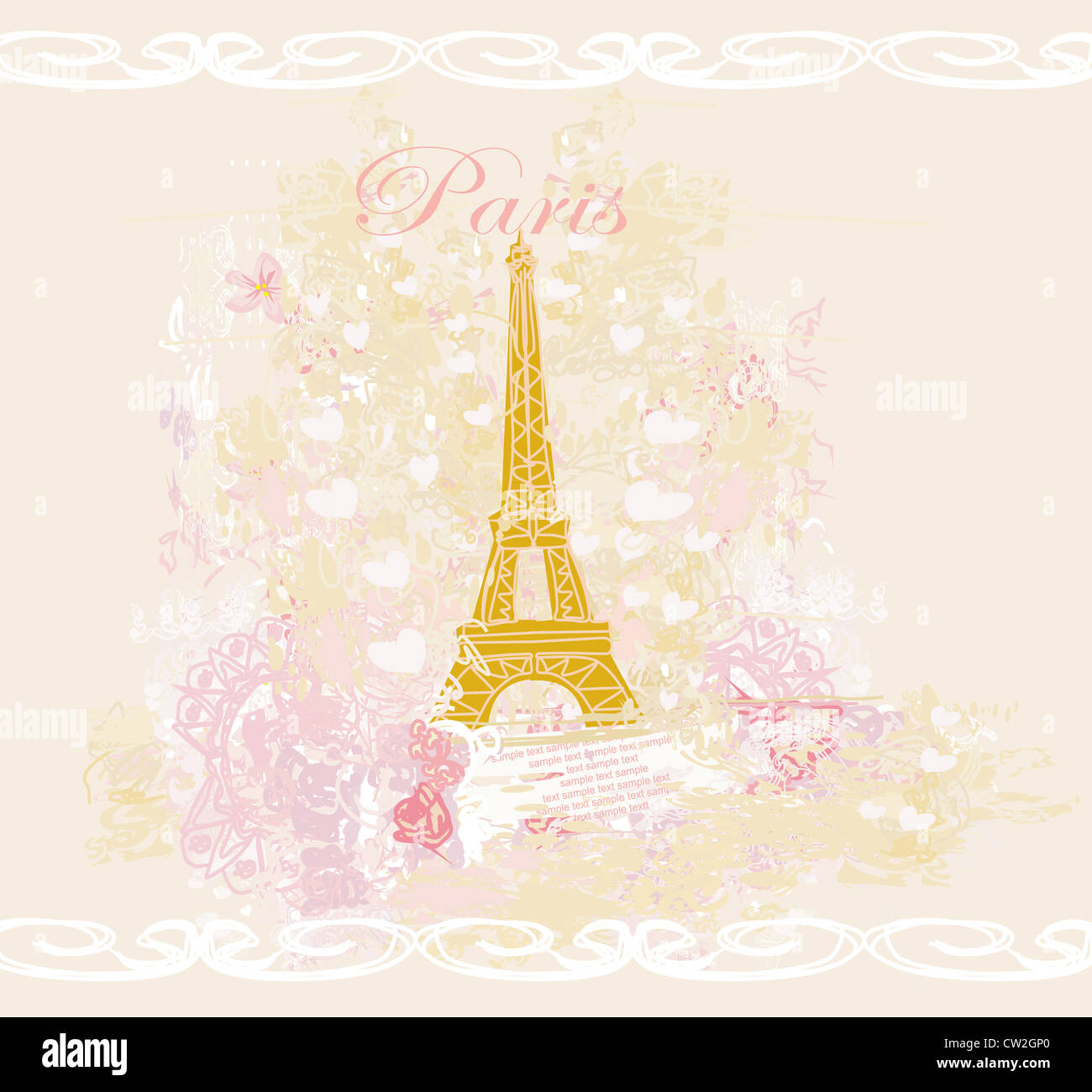 vintage retro Eiffel in Paris card Stock Photo - Alamy