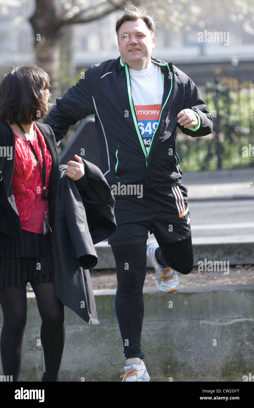 Shadow Chancellor Ed Balls (pictured) poses in his running gear with ...
