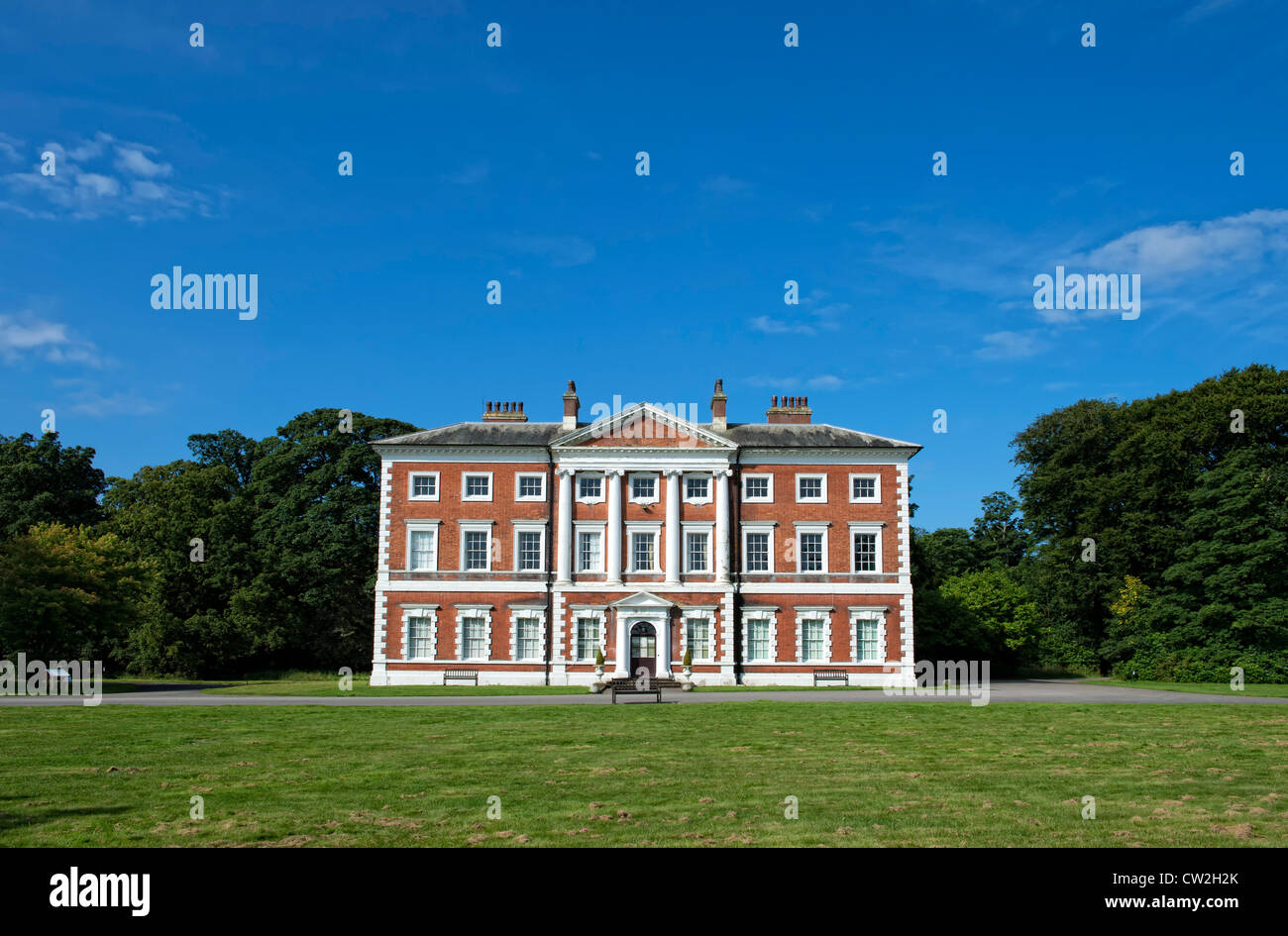The front view of the impressive Lytham Hall, a Grade 1 Listed Building ...