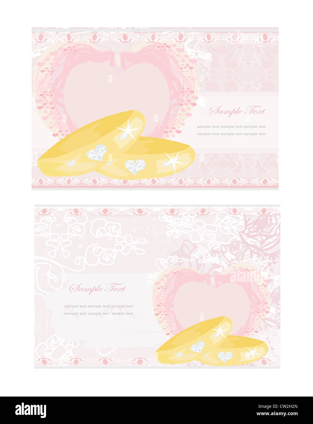 wedding Invitation card with rings set Stock Photo - Alamy