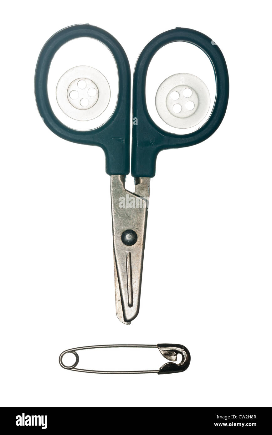 Safety pins scissors Cut Out Stock Images & Pictures - Alamy