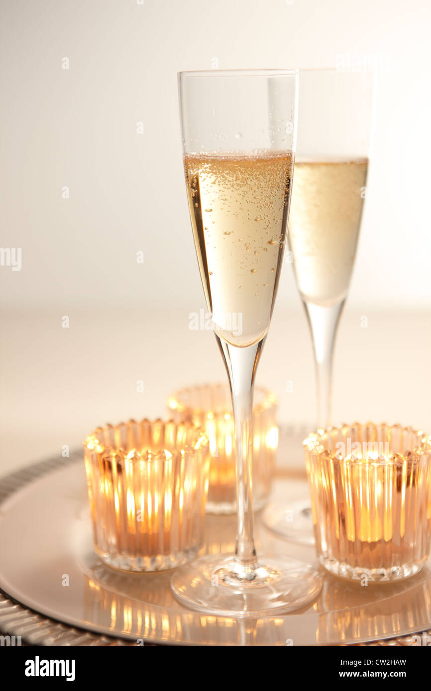 Candles and champagne Stock Photo - Alamy