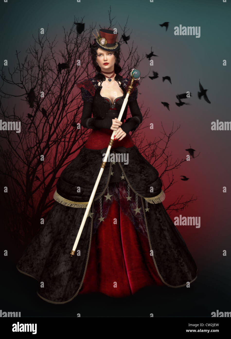 a mysterious lady in vintage dress Stock Photo - Alamy