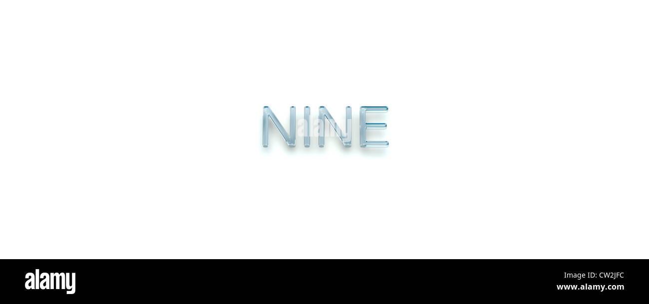 3D Key Word "NINE" Glass Style Stock Photo - Alamy