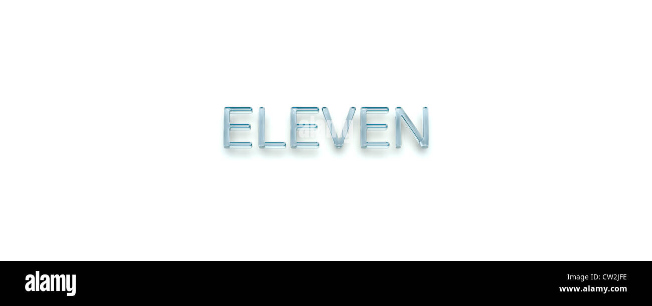 3D Key Word "ELEVEN" Glass Style Stock Photo - Alamy
