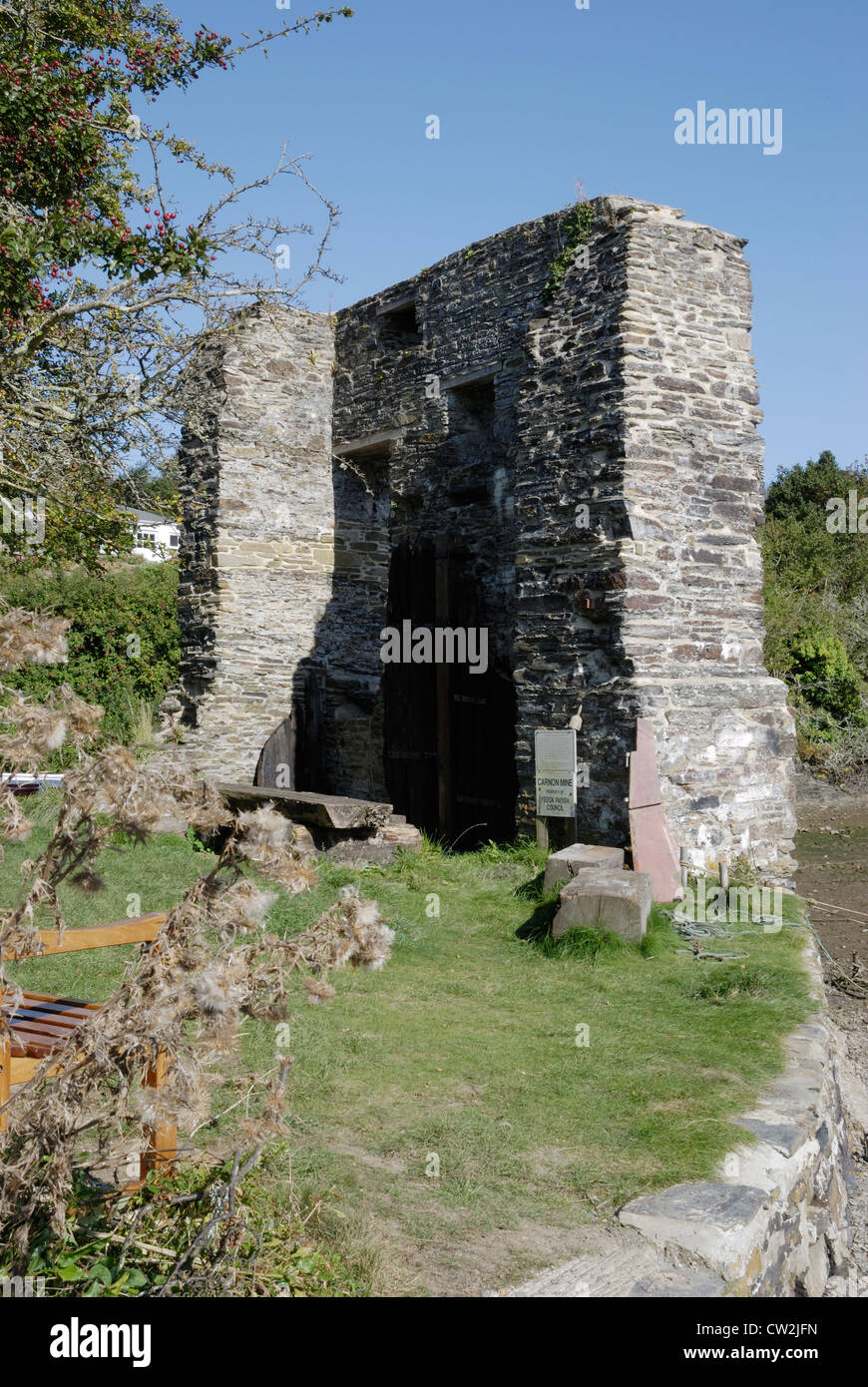 The ruins of the Tin streaming mine at Devoran Cornwall Stock Photo - Alamy