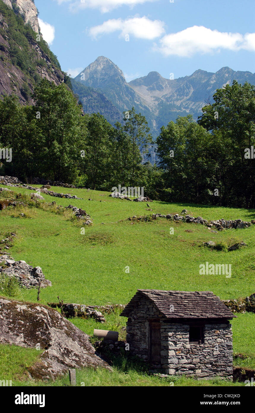 Switzerland, Ticino, Refuges in Val Bavona Stock Photo - Alamy