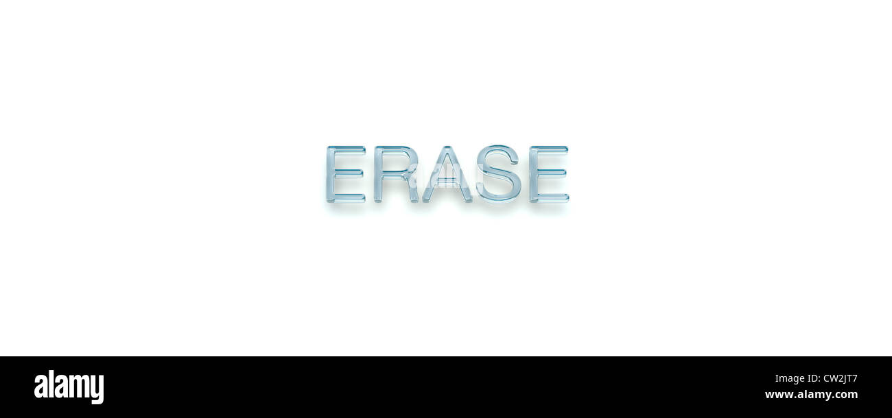 3D Key Word "ERASE" Glass Style Stock Photo - Alamy