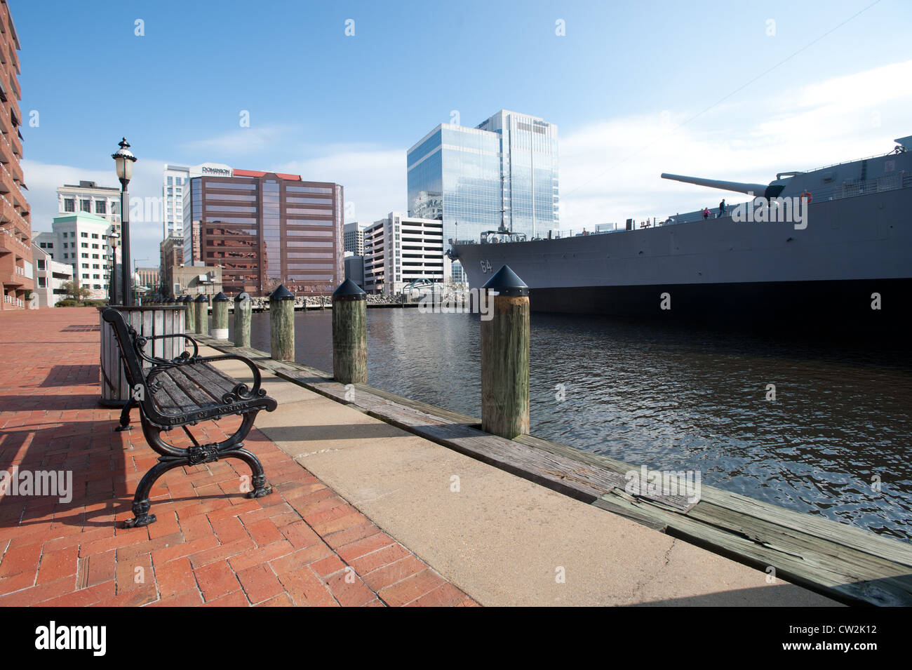 Naval vessel and dock in Norfolk, VA harbor Stock Photo - Alamy