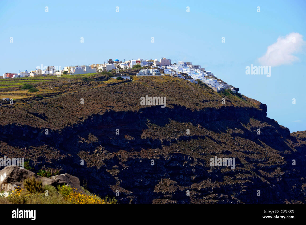 Rugged shoreline Santorini Greece Island Mediterranean Cruise Aegean ...