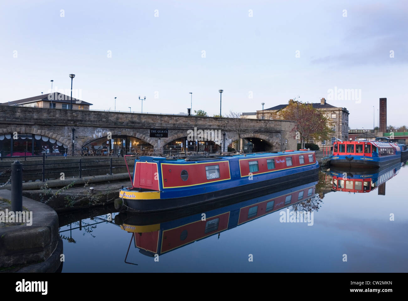 Canal Boats Moored before the Café at Victoria Quays Canal Basin ...