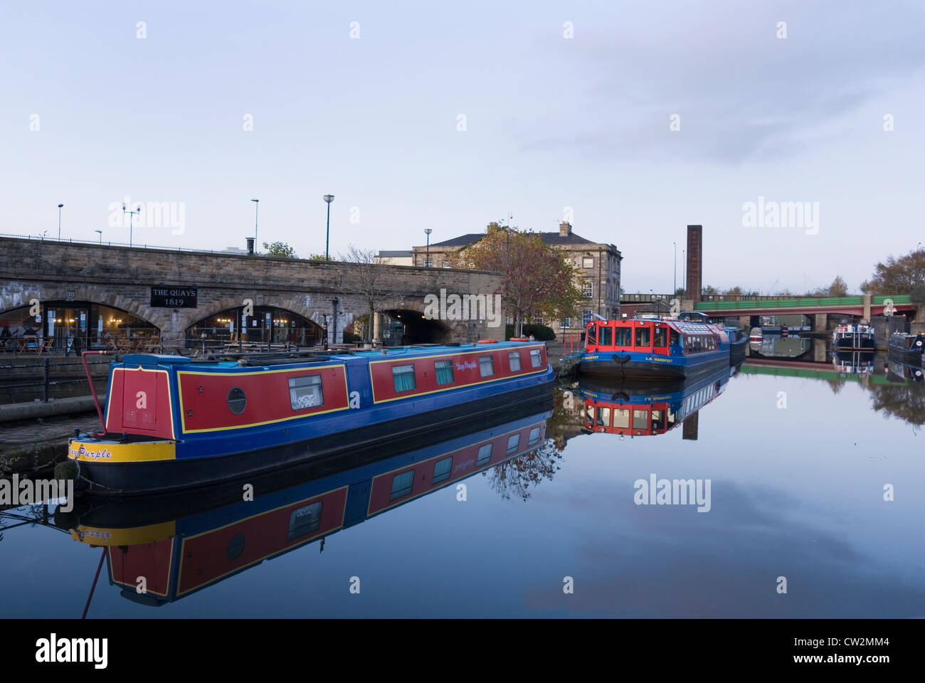 Canal Boats Moored before the Café at Victoria Quays Canal Basin ...