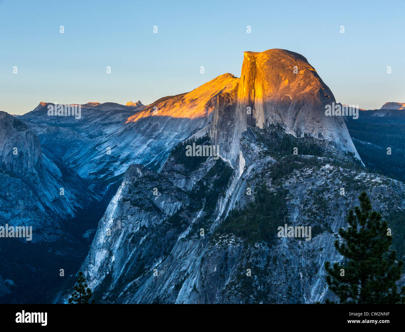 Half Dome and the Sierra Nevada taken from Glacier Point Stock Photo ...