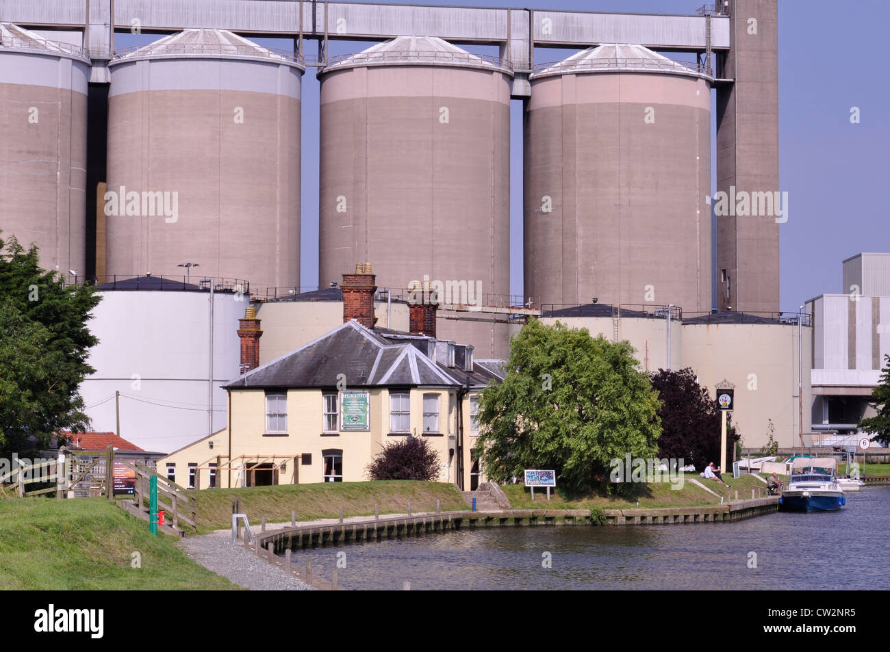 The Reedcutter pub and Cantley sugar mill Stock Photo - Alamy
