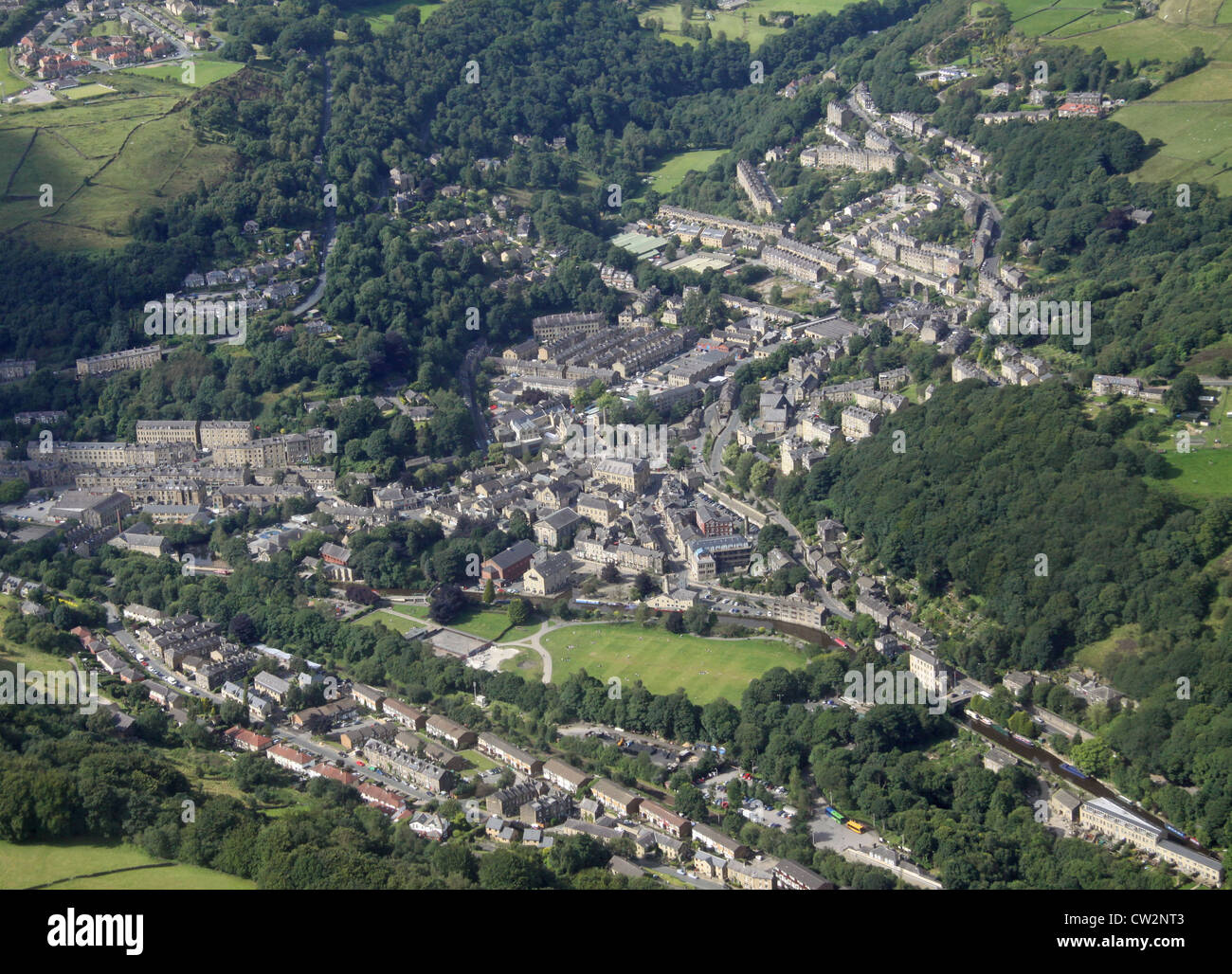 aerial view of Hebden Bridge, West Yorkshire Stock Photo - Alamy