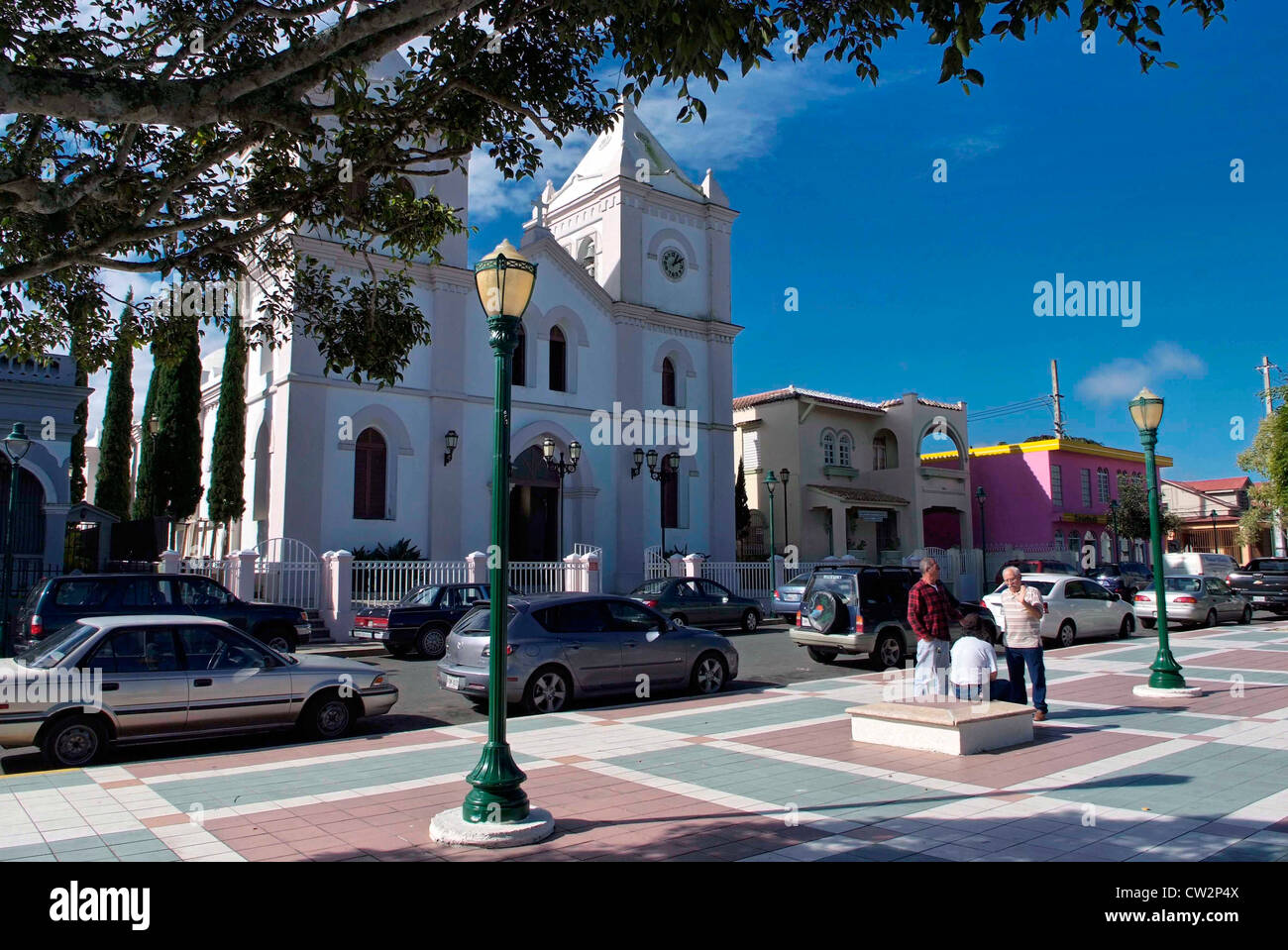 PUERTO RICO - CORDILLERA CENTRAL AIBONITO main square and church Stock ...