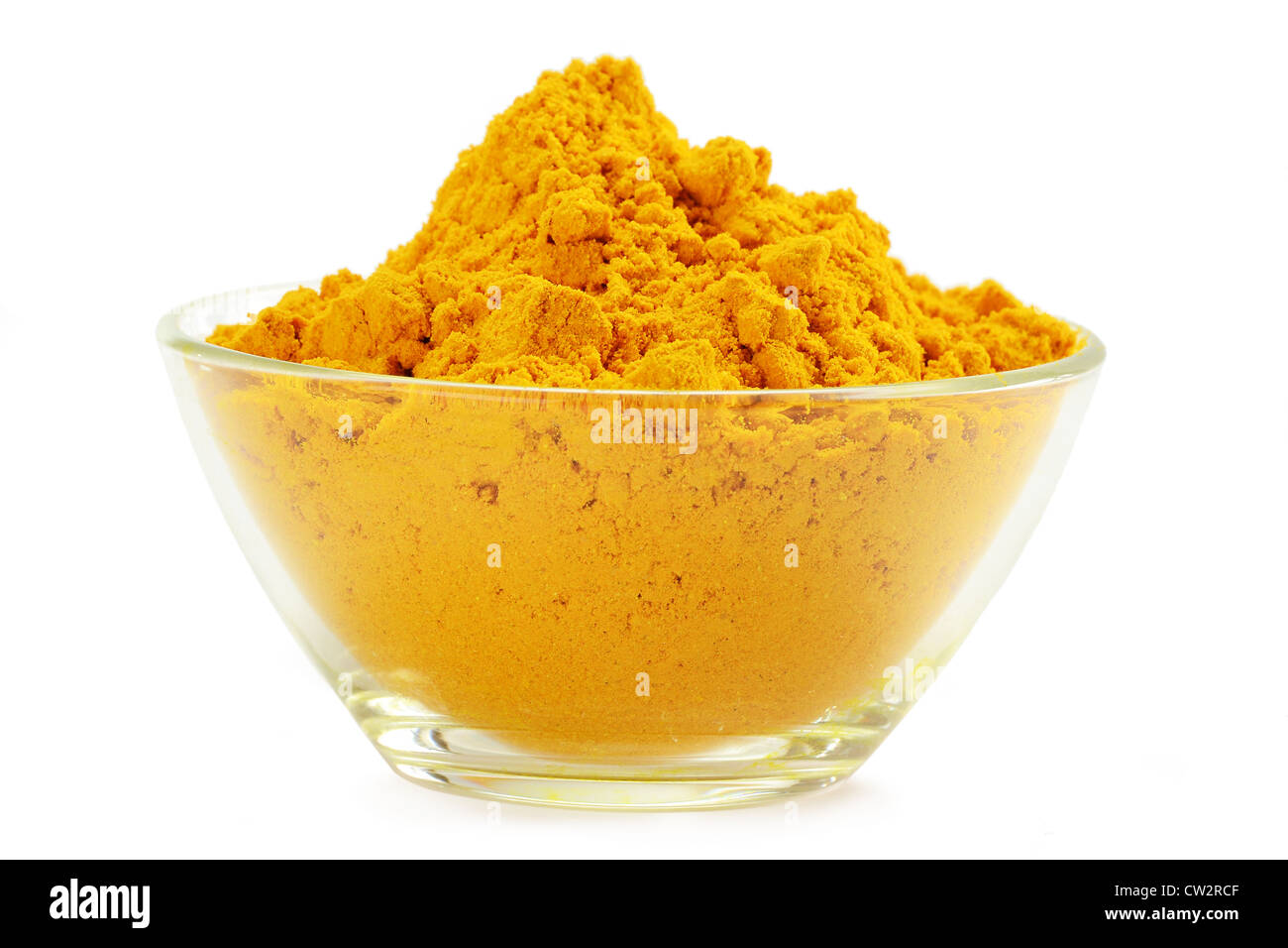 Small dish with turmeric isolated on white Stock Photo - Alamy