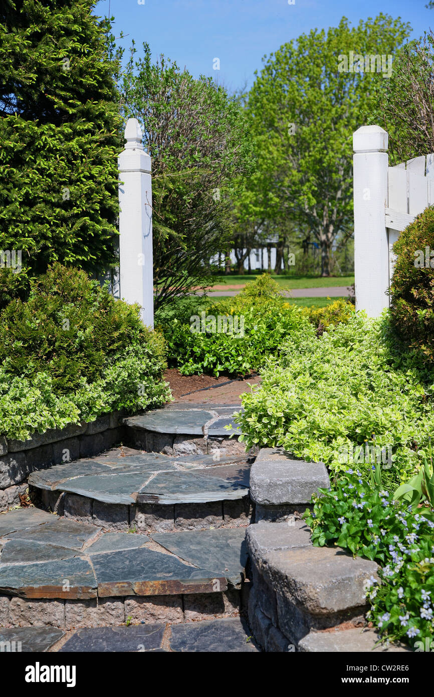 Stone slate path garden hi-res stock photography and images - Alamy