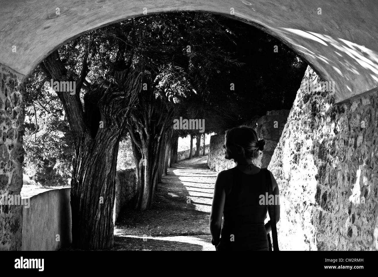 Walking in garden path Black and White Stock Photos & Images - Alamy