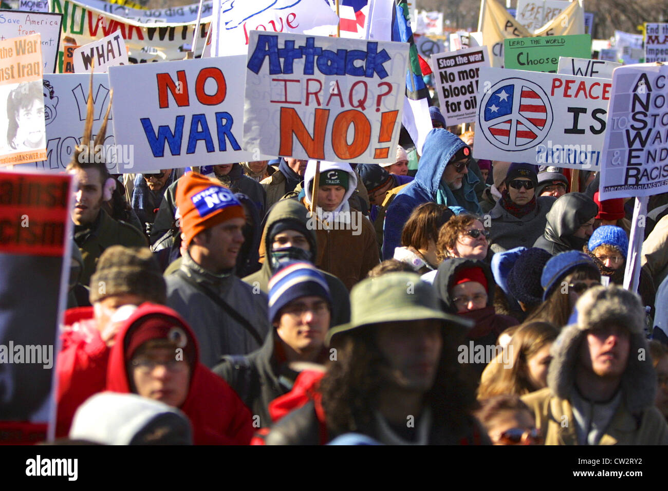 Large anti war rally leading up to the Iraq war on the National Mall in ...