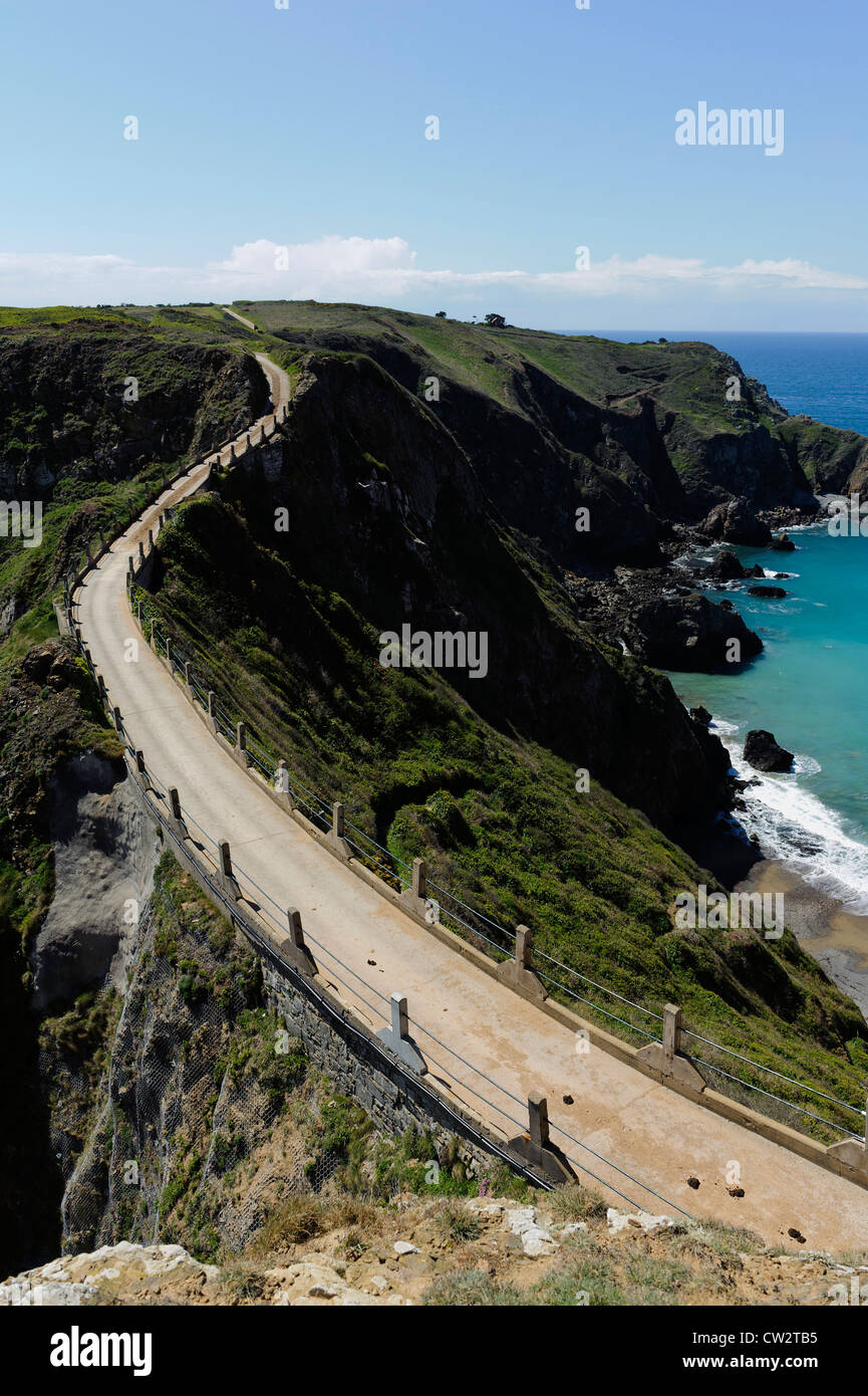 Causeway La Coupée connecting Sark and Little Sark, ,Isle of Sark ...
