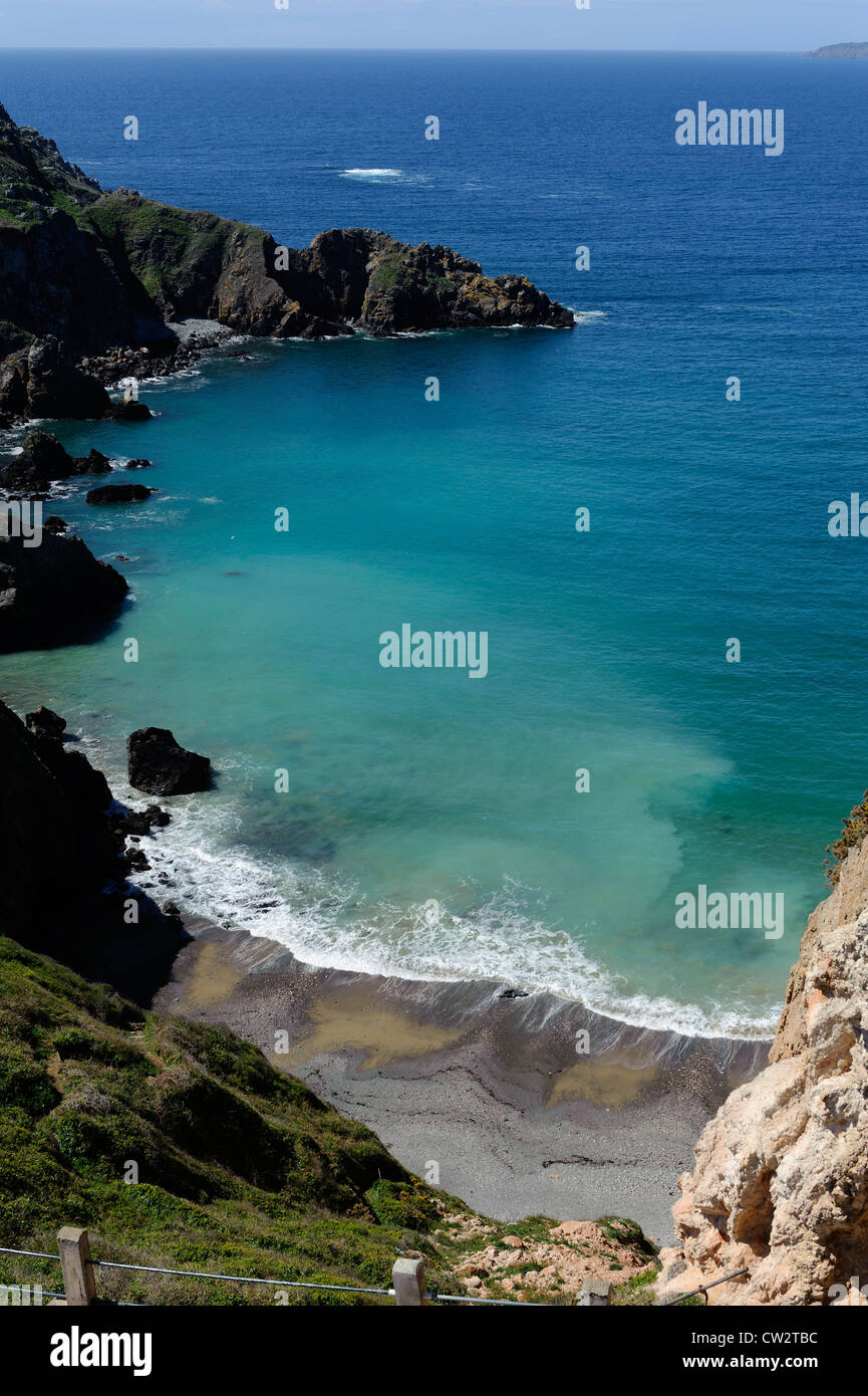 Causeway La Coupée connecting Sark and Little Sark, ,Isle of Sark ...