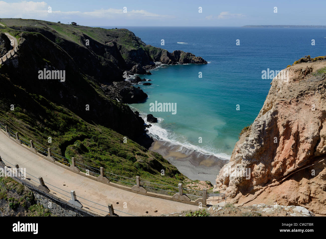 Causeway La Coupée connecting Sark and Little Sark, ,Isle of Sark ...